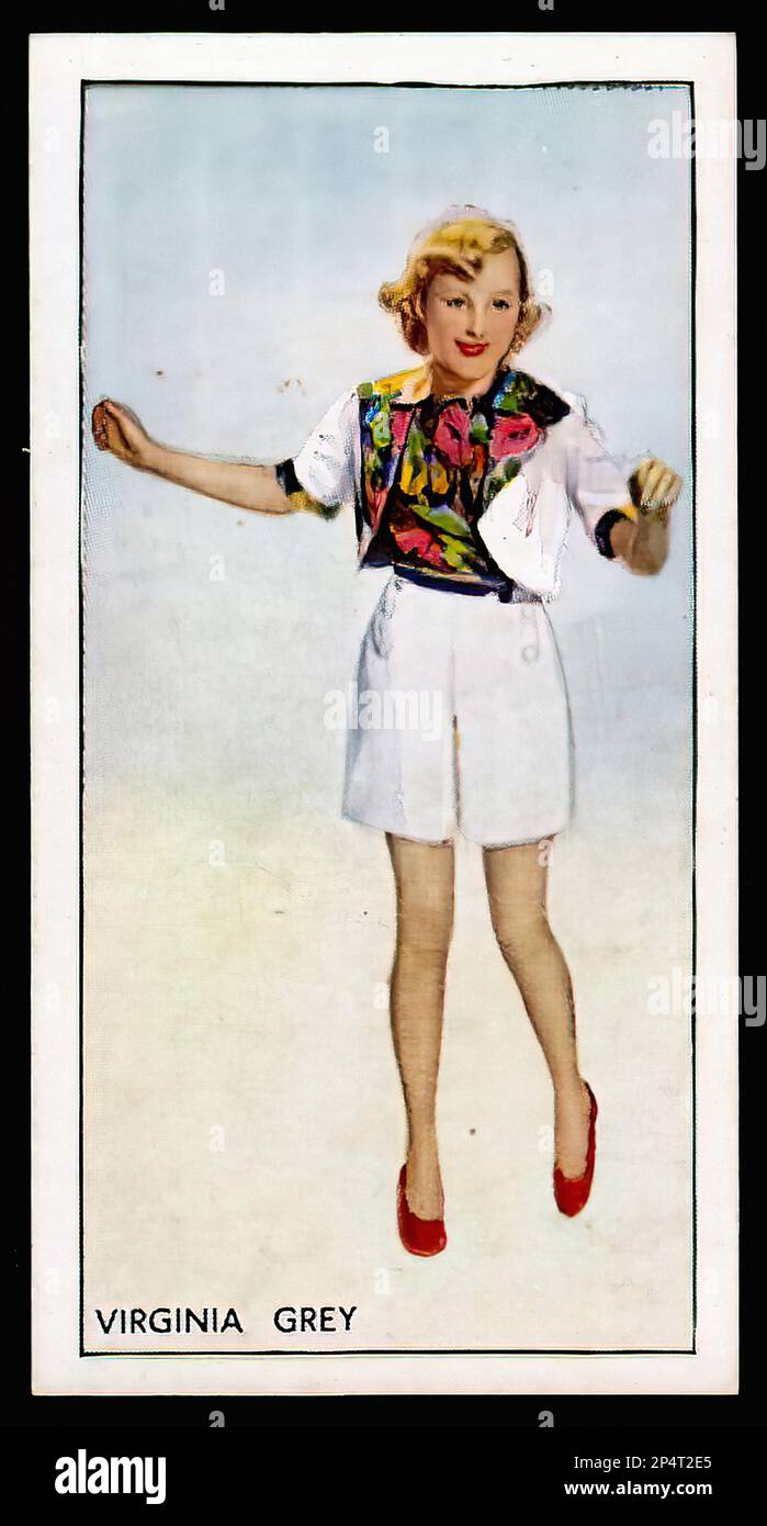 Portrait of actress Virginia Grey - Vintage Cigarette Card Stock Photo ...