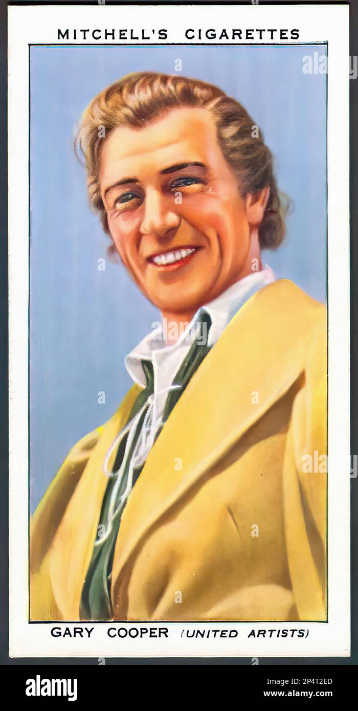 Portrait of Gary Cooper - Vintage Cigarette Card Stock Photo - Alamy