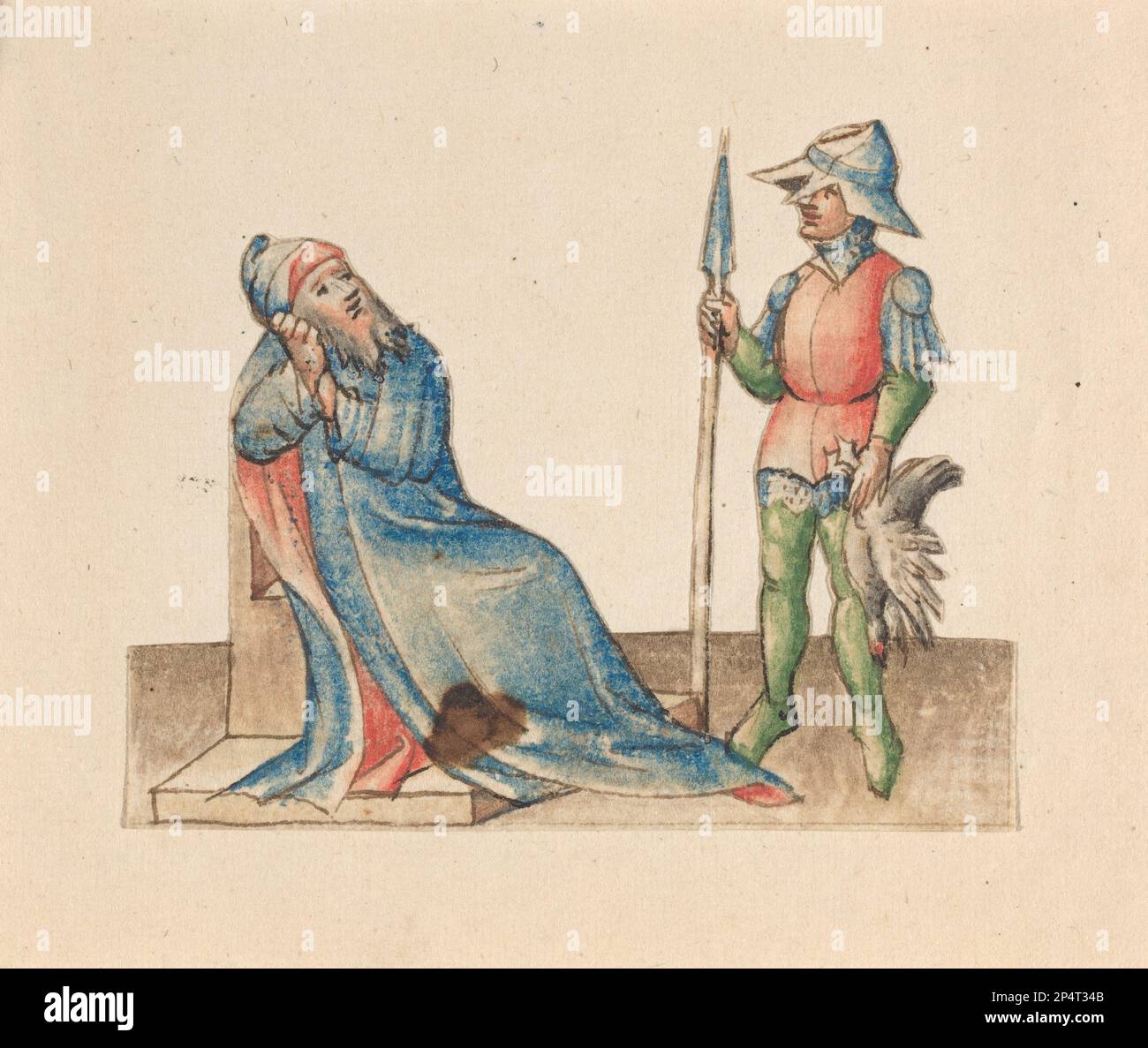 Austrian - Isaac and Esau, c. 1420/1430. Old Testament pen and ink with ...