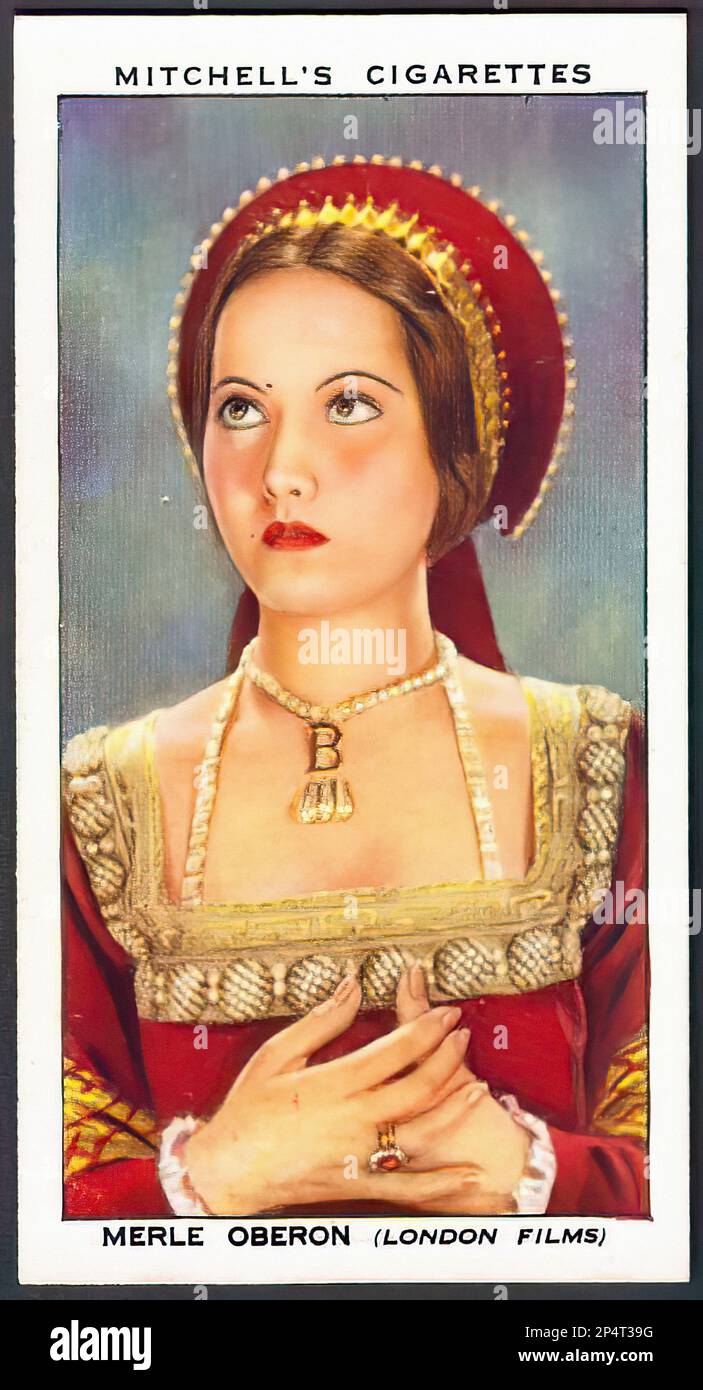 Portrait of Merle Oberon - Vintage Cigarette Card 02 Stock Photo - Alamy