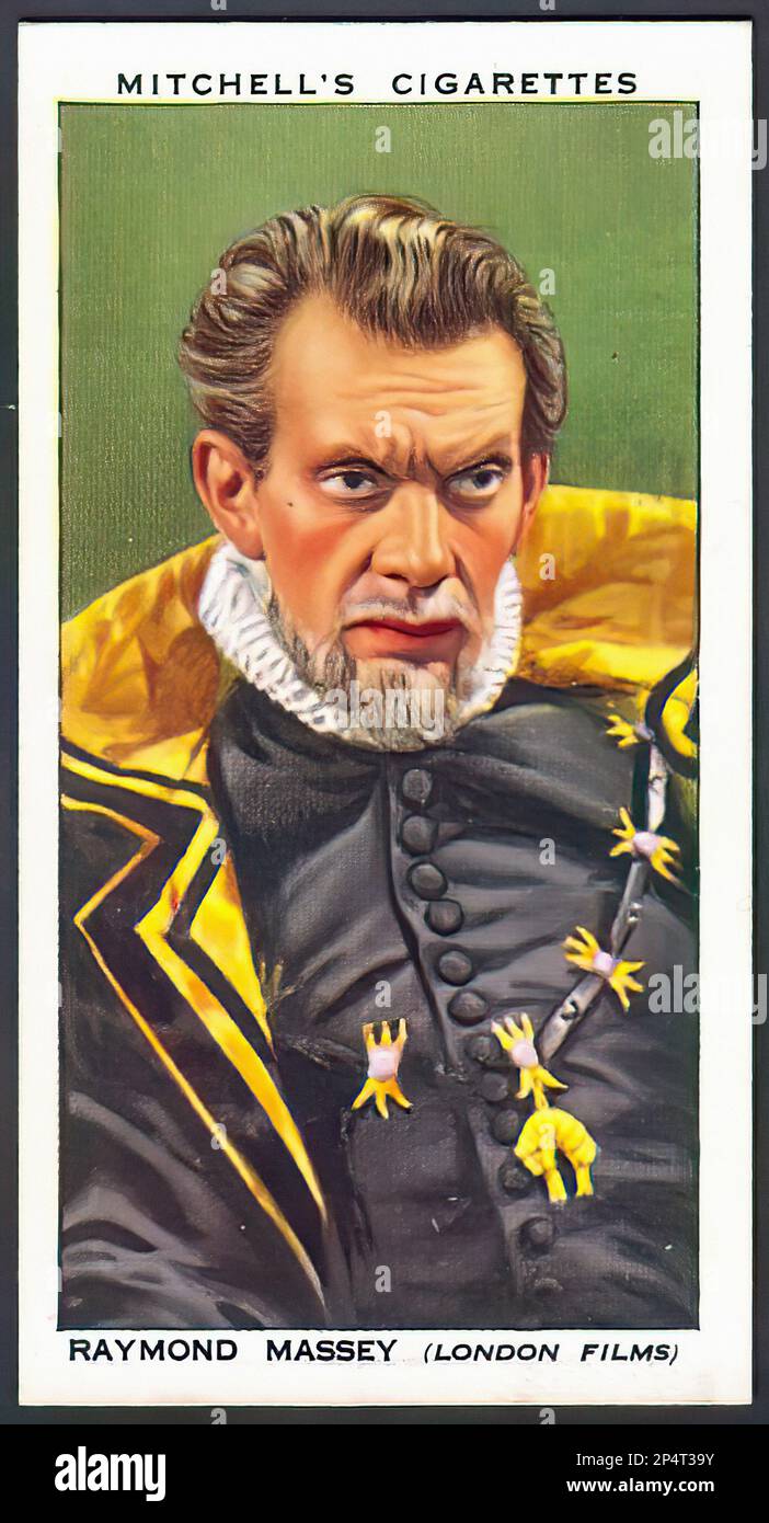 Portrait of Raymond Massey - Vintage Cigarette Card Stock Photo - Alamy