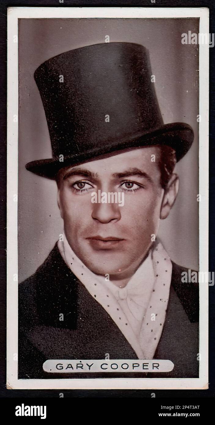 Portrait of Gary Cooper - Vintage Cigarette Card 01 Stock Photo - Alamy