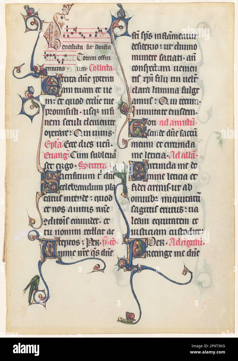 French 13th Century Manuscript Leaf from the Beauvais Missal, 1285 pen ...