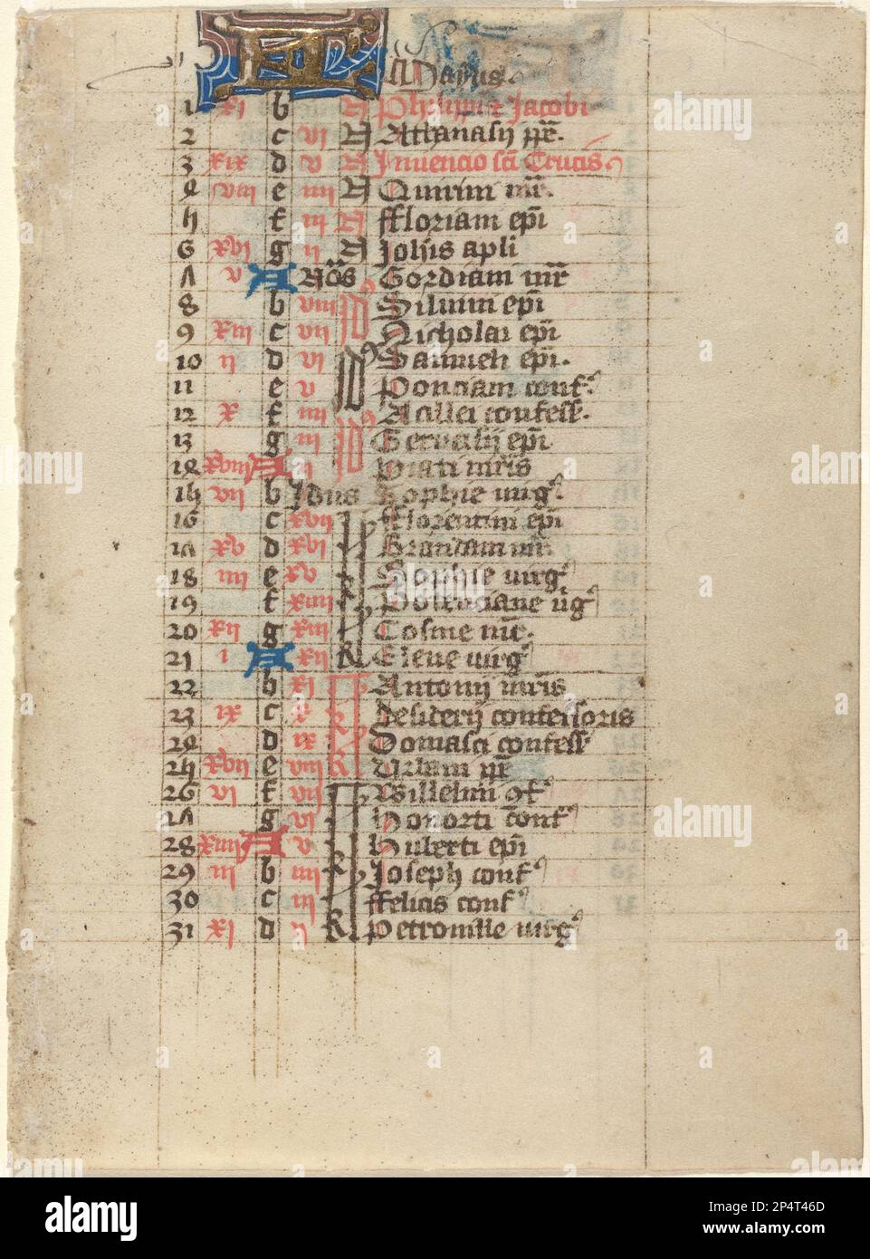 French 15th Century Page from a Book of Hours, c. 1400? manuscript page ...