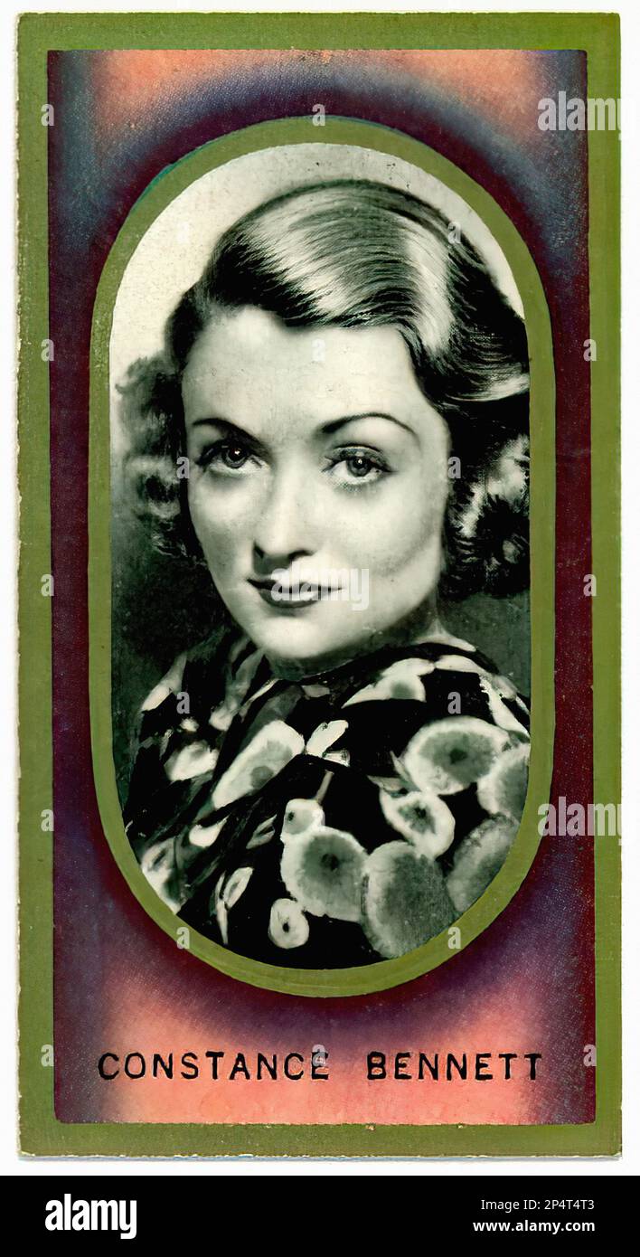 Portrait of Constance Bennett - Vintage Cigarette Card 02 Stock Photo ...