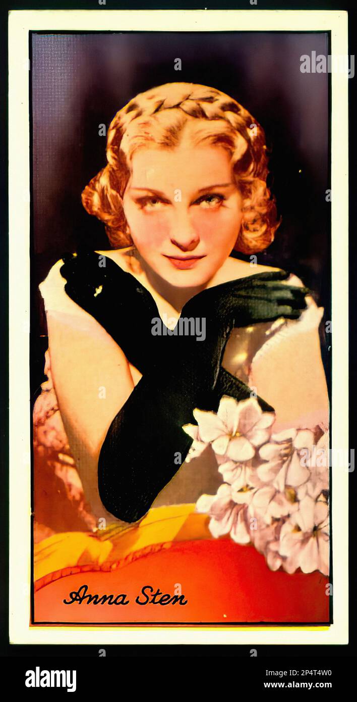Portrait of Anna Sten - Vintage Cigarette Card 02 Stock Photo - Alamy