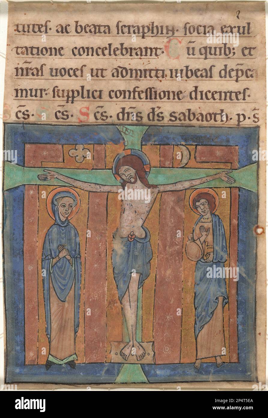 German 12th Century Leaf from a Sacramentary The Crucifixion Miniature ...