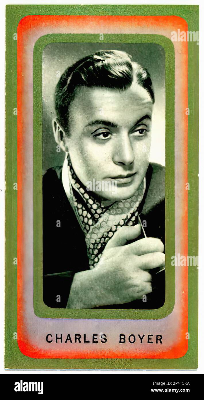 Portrait of Charles Boyer - Vintage Cigarette Card Stock Photo - Alamy