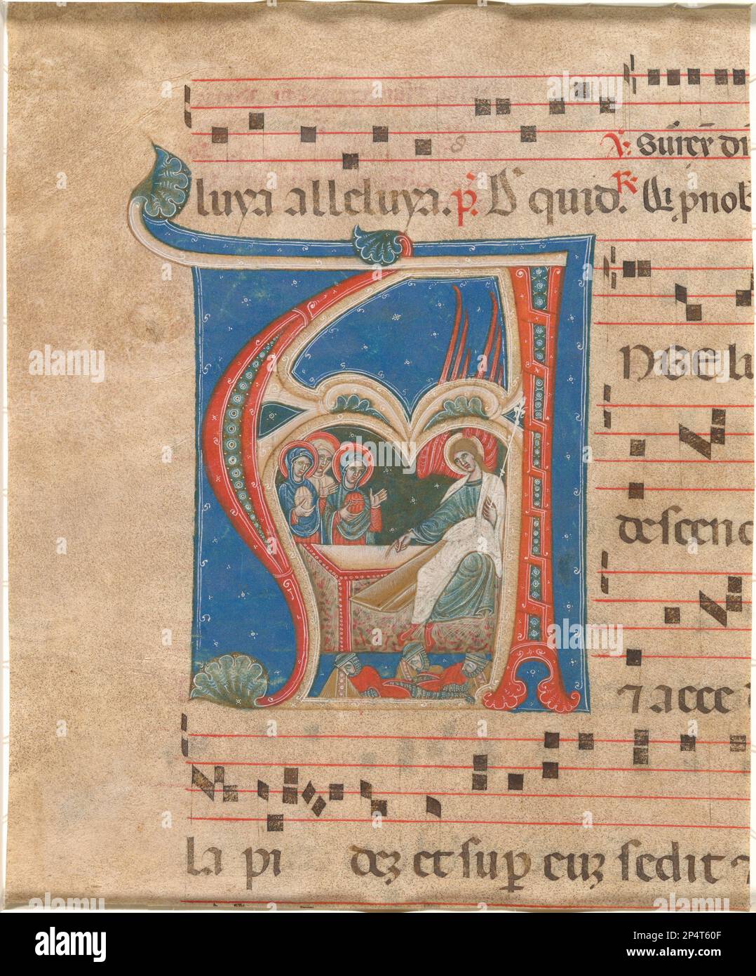 The Three Holy Women at the Tomb, 1250/1275 Initial A from a Choir Book ...