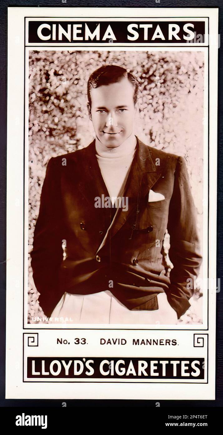 Portrait of David Manners - Vintage Cigarette Card Stock Photo - Alamy
