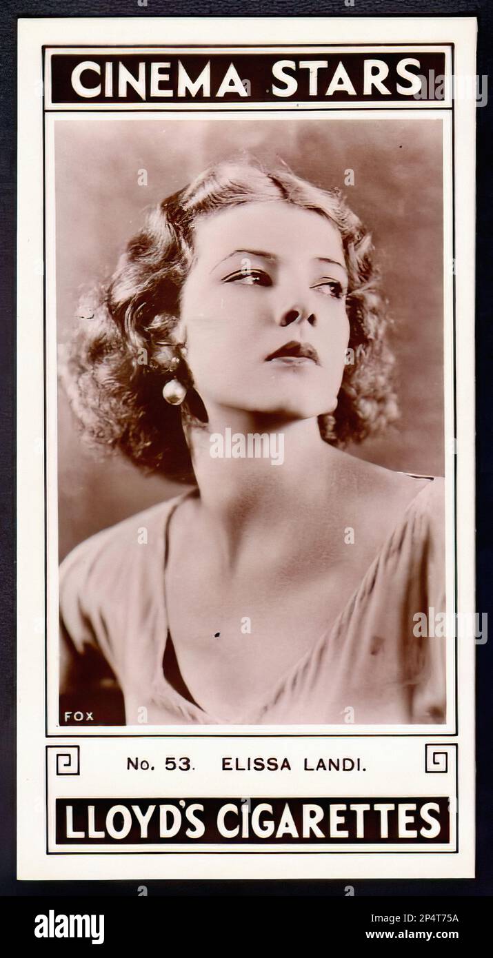 Portrait of Elissa Landi - Vintage Cigarette Card Stock Photo - Alamy