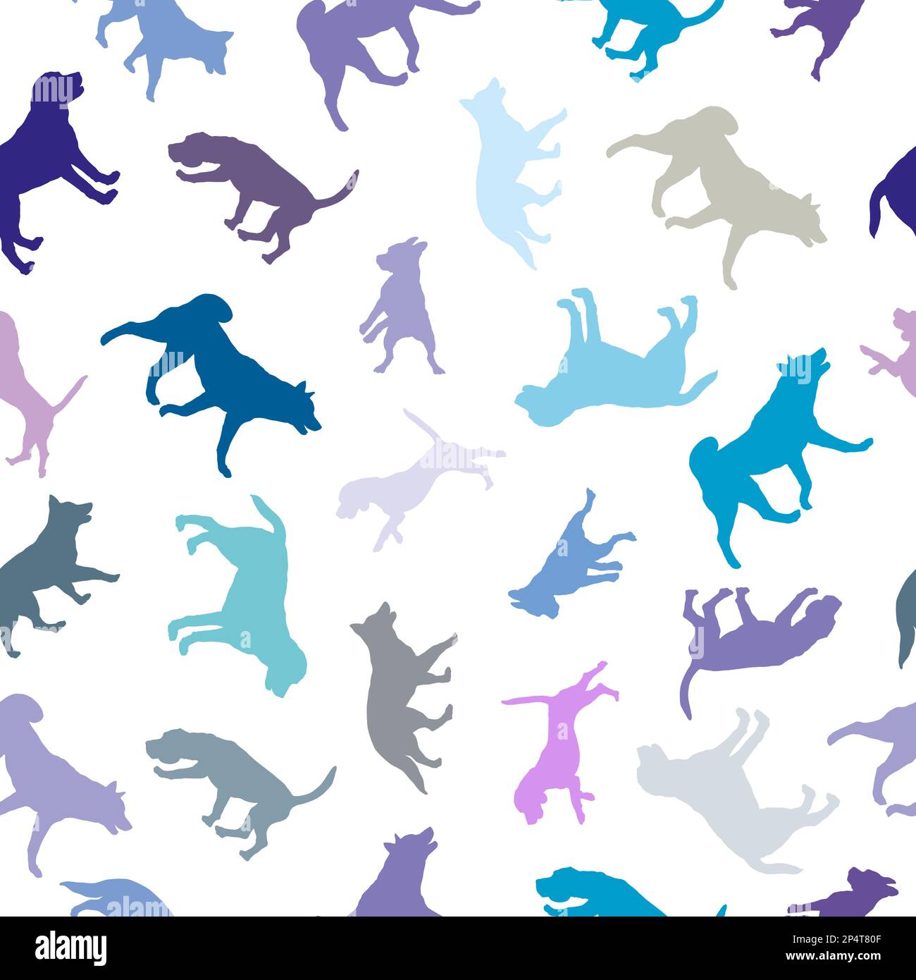 Dogs different colors isolated on a white background. Seamless pattern ...