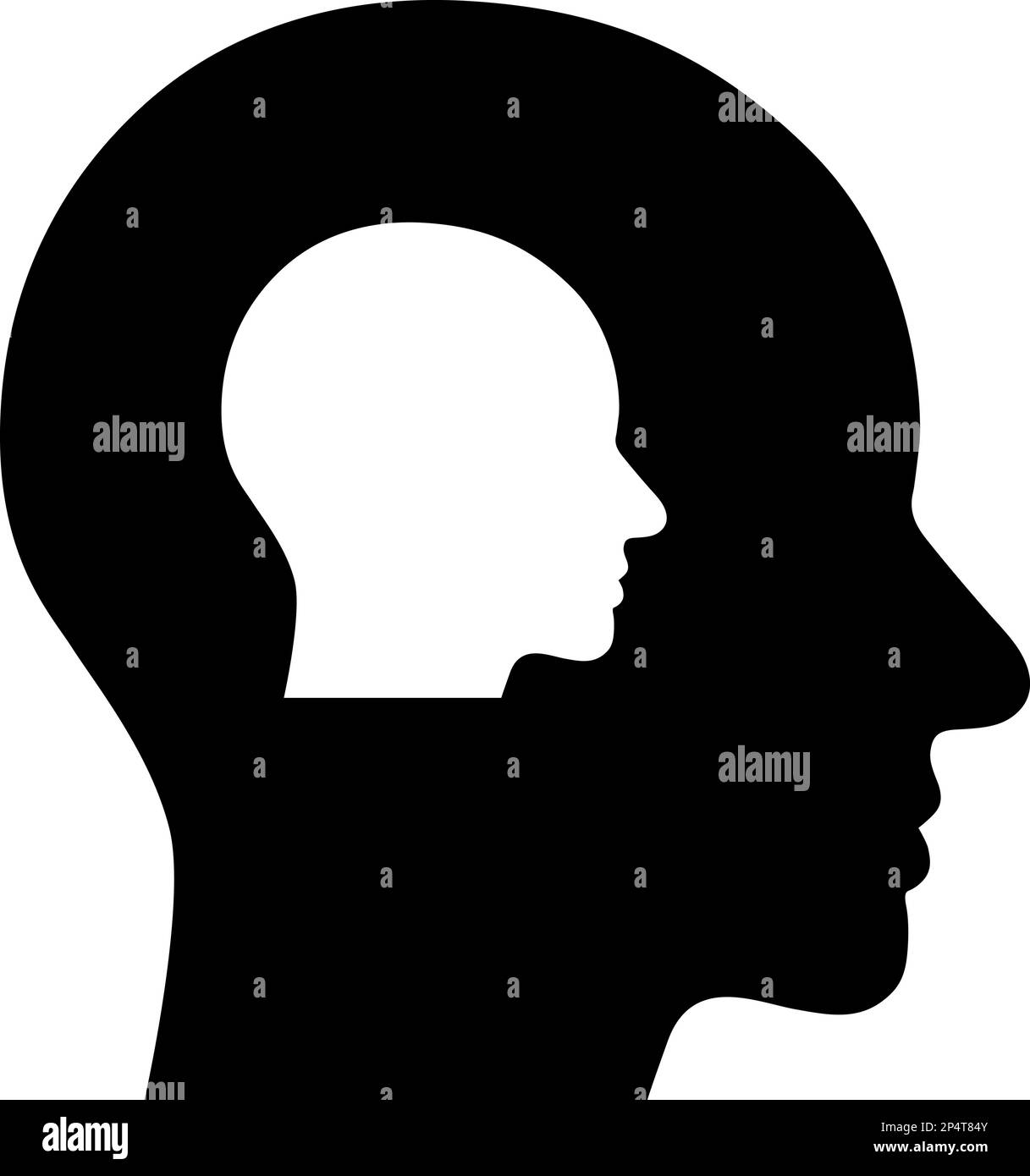 Flat icon of head silhouette in head silhouette as a concept of inner ...