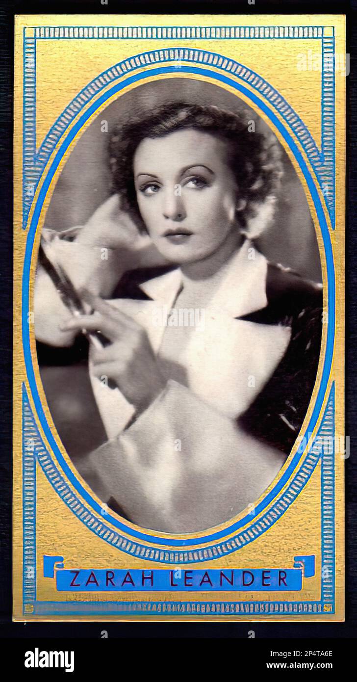 Portrait of Zarah Leander - Vintage German Cigarette Card 01 Stock ...