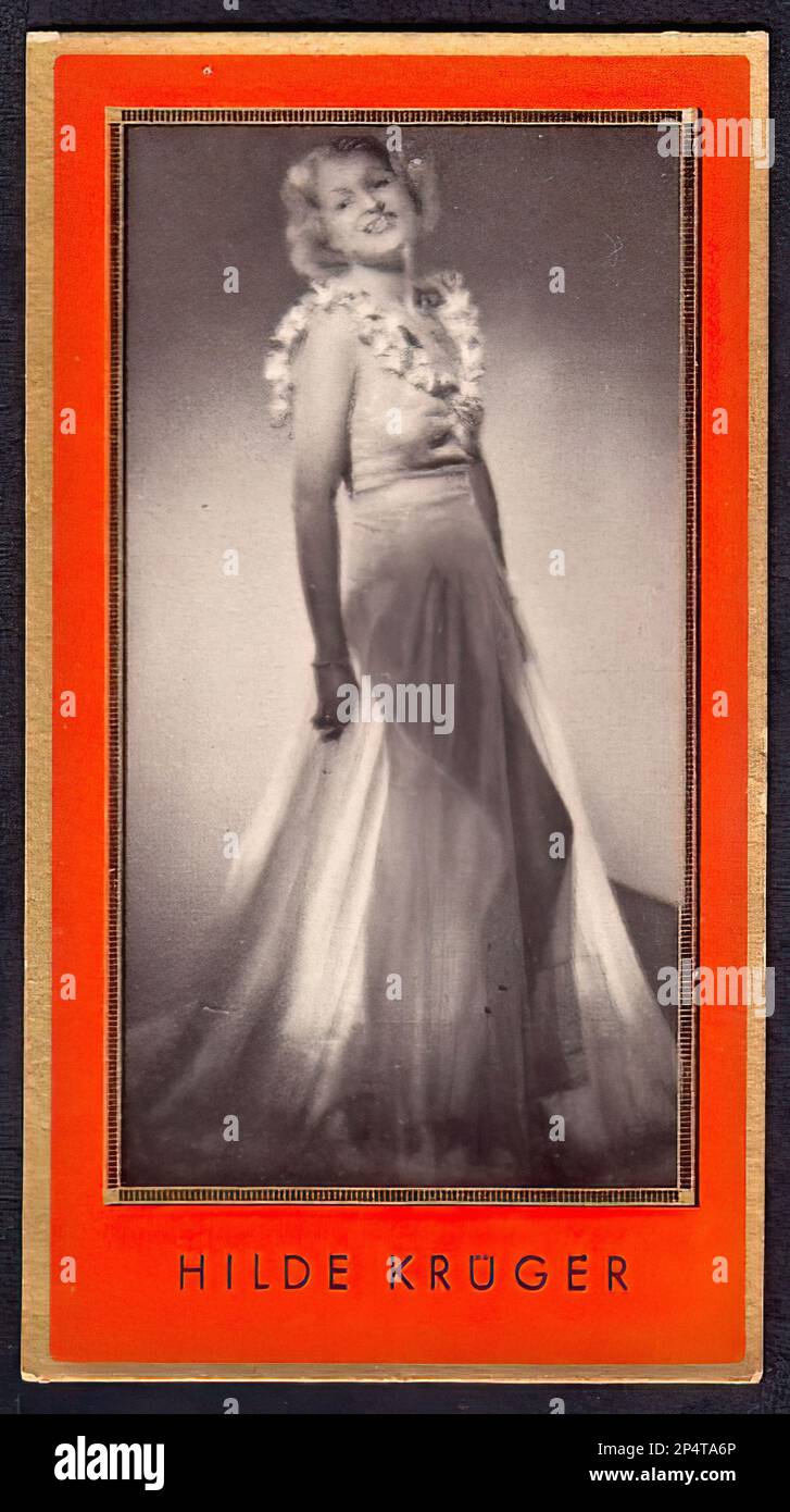 Portrait of Hilde Krüger - Vintage German Cigarette Card Stock Photo ...
