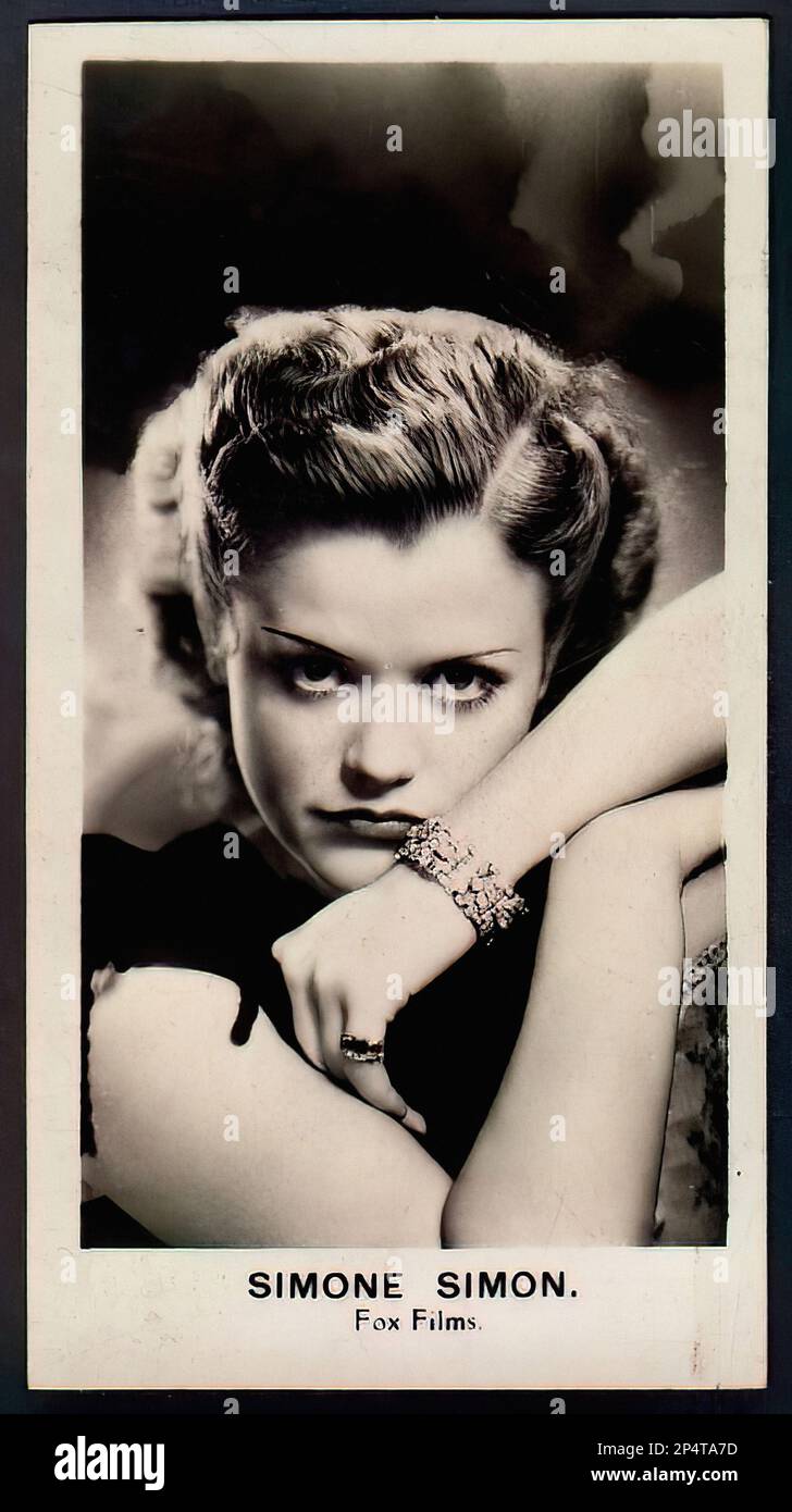 Portrait of Simone Simon - Vintage Cigarette Card Stock Photo - Alamy