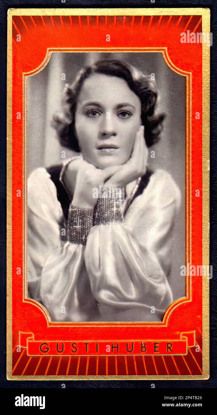 Portrait of Gusti Huber - Vintage German Cigarette Card 01 Stock Photo ...