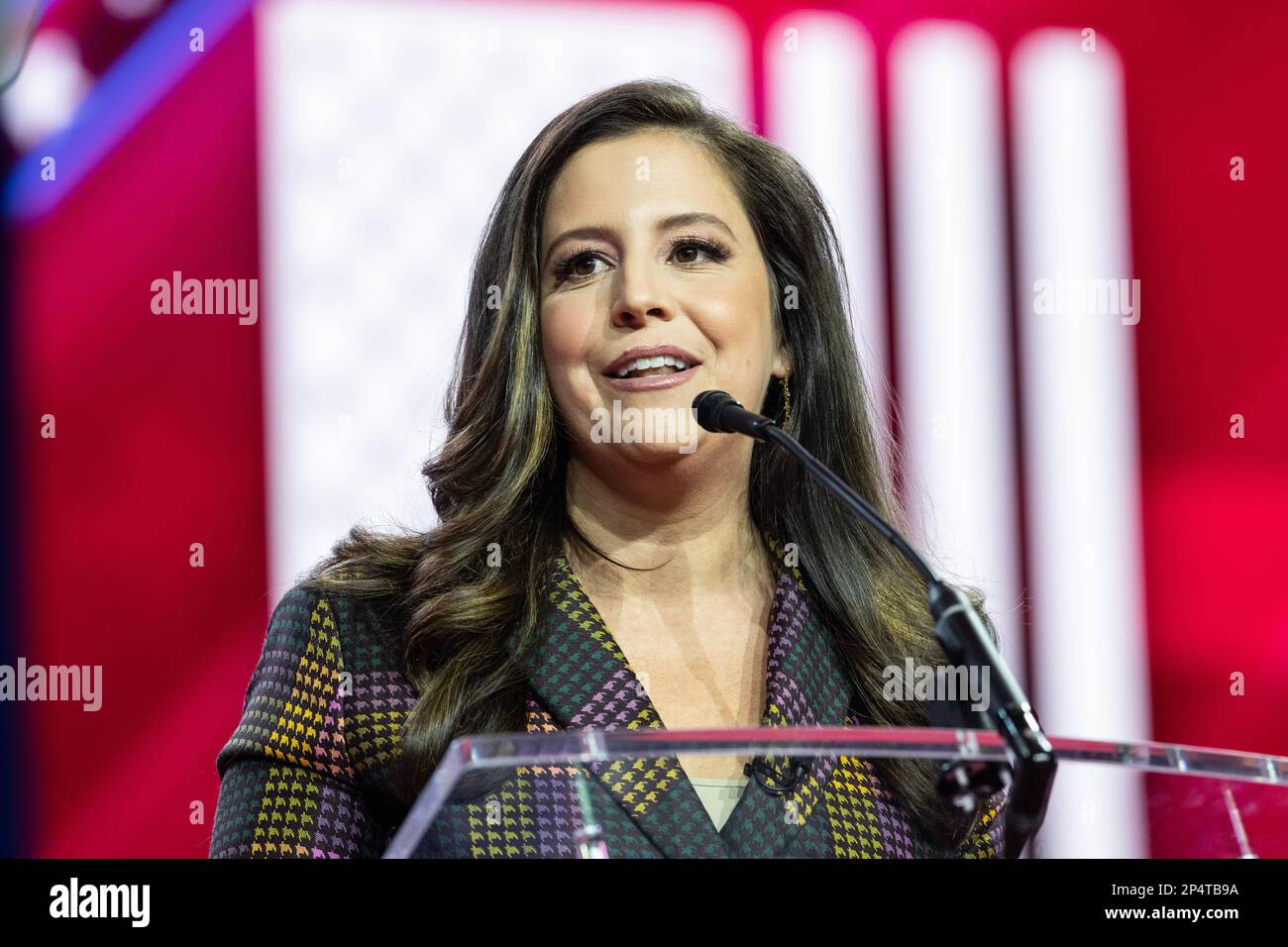 Congresswoman Elise Stefanik speaks on the 3rd day of CPAC Washington ...