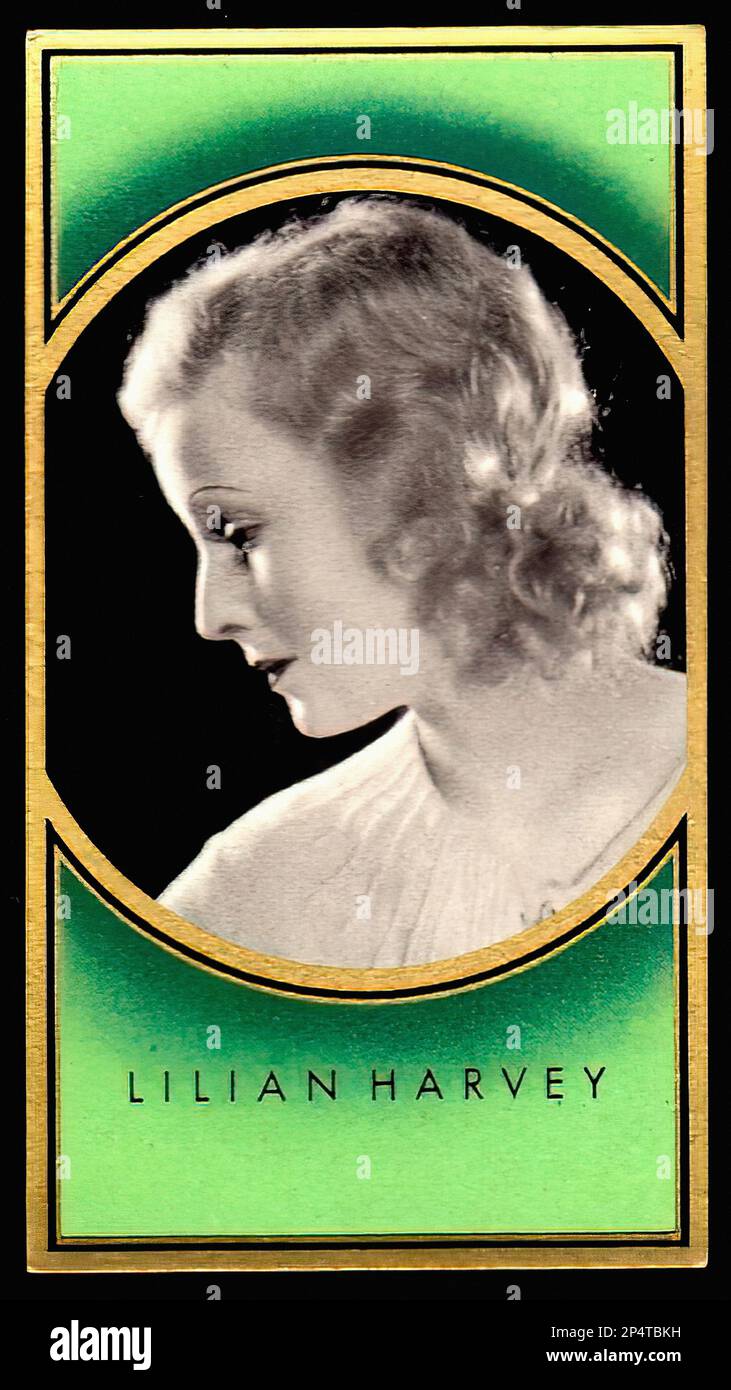 Portrait of Lilian Harvey - Vintage German Cigarette Card 02 Stock ...