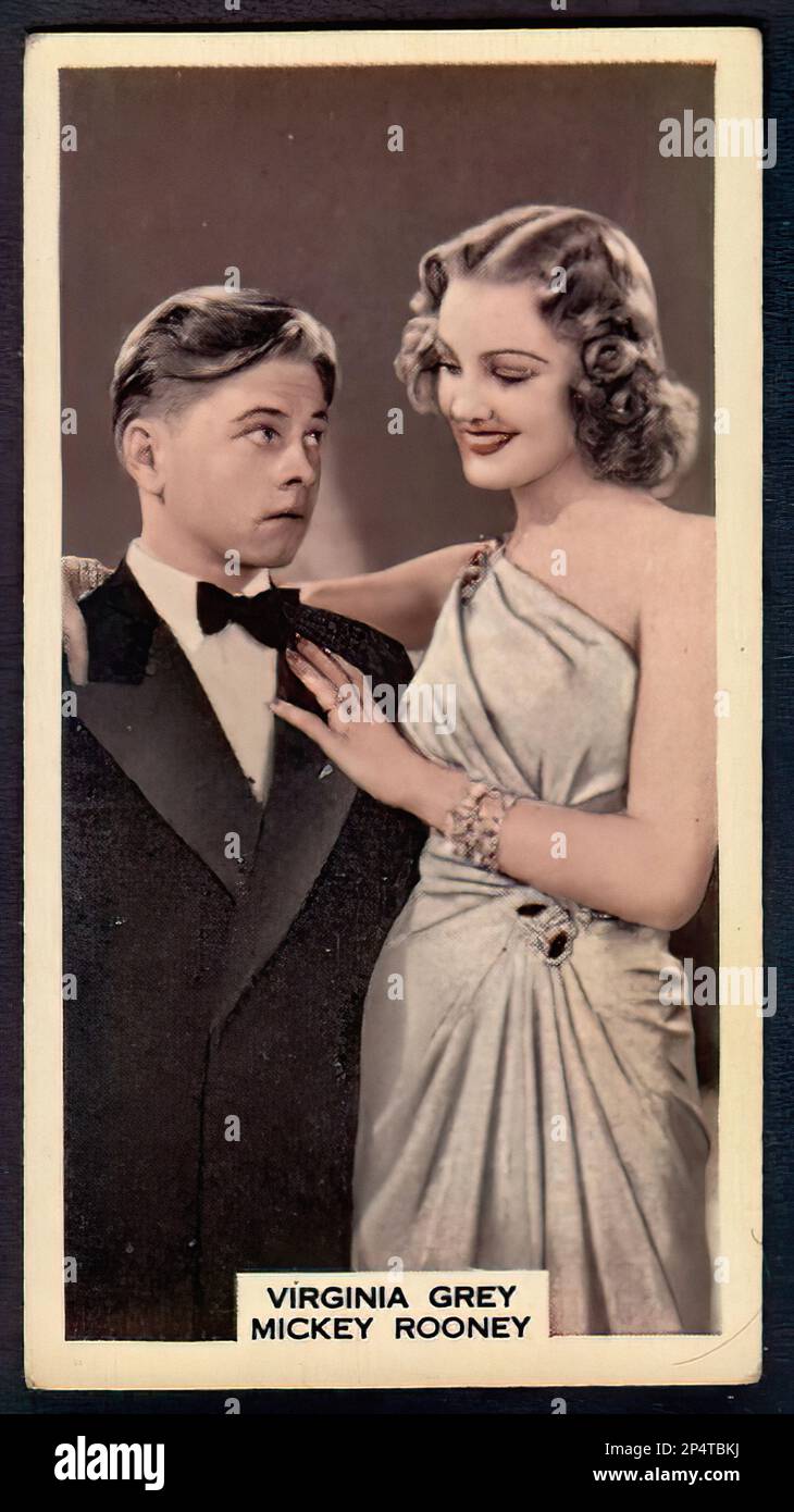 Portrait of Virginia Grey and Mickey Rooney - Vintage Cigarette Card ...