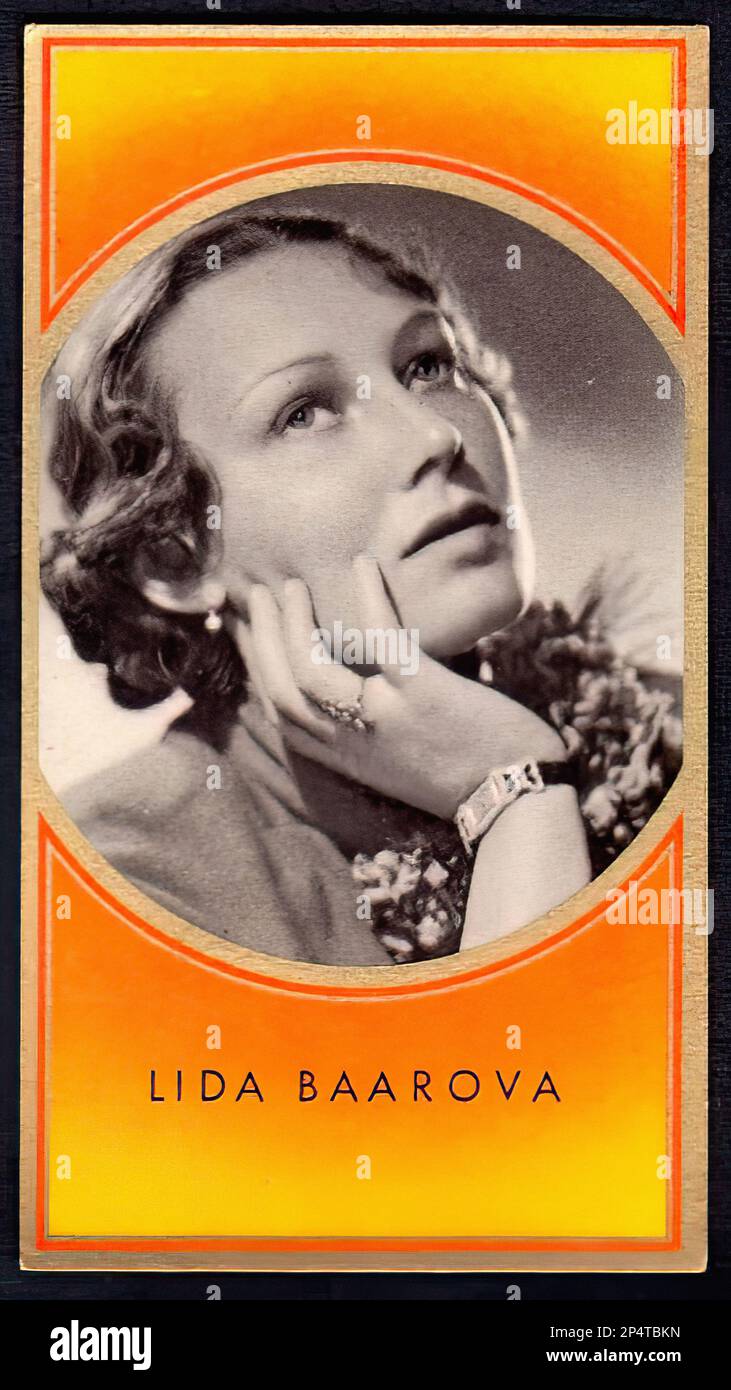 Portrait of actress Lida Baarova - Vintage German Cigarette Card Stock ...