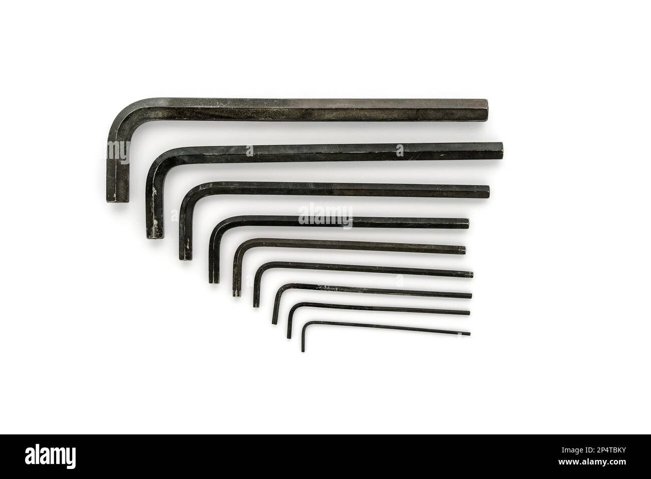 Black used and worn Allen keys isolated on white background Stock Photo ...