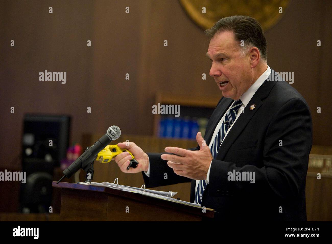 Orange County district attorney Tony Rackauckas uses a taser similar to ...