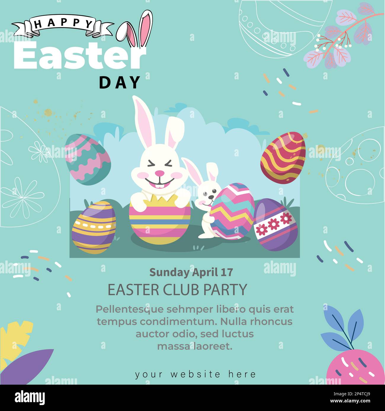 Illustration Happy Easter poster and banner template with Easter eggs ...