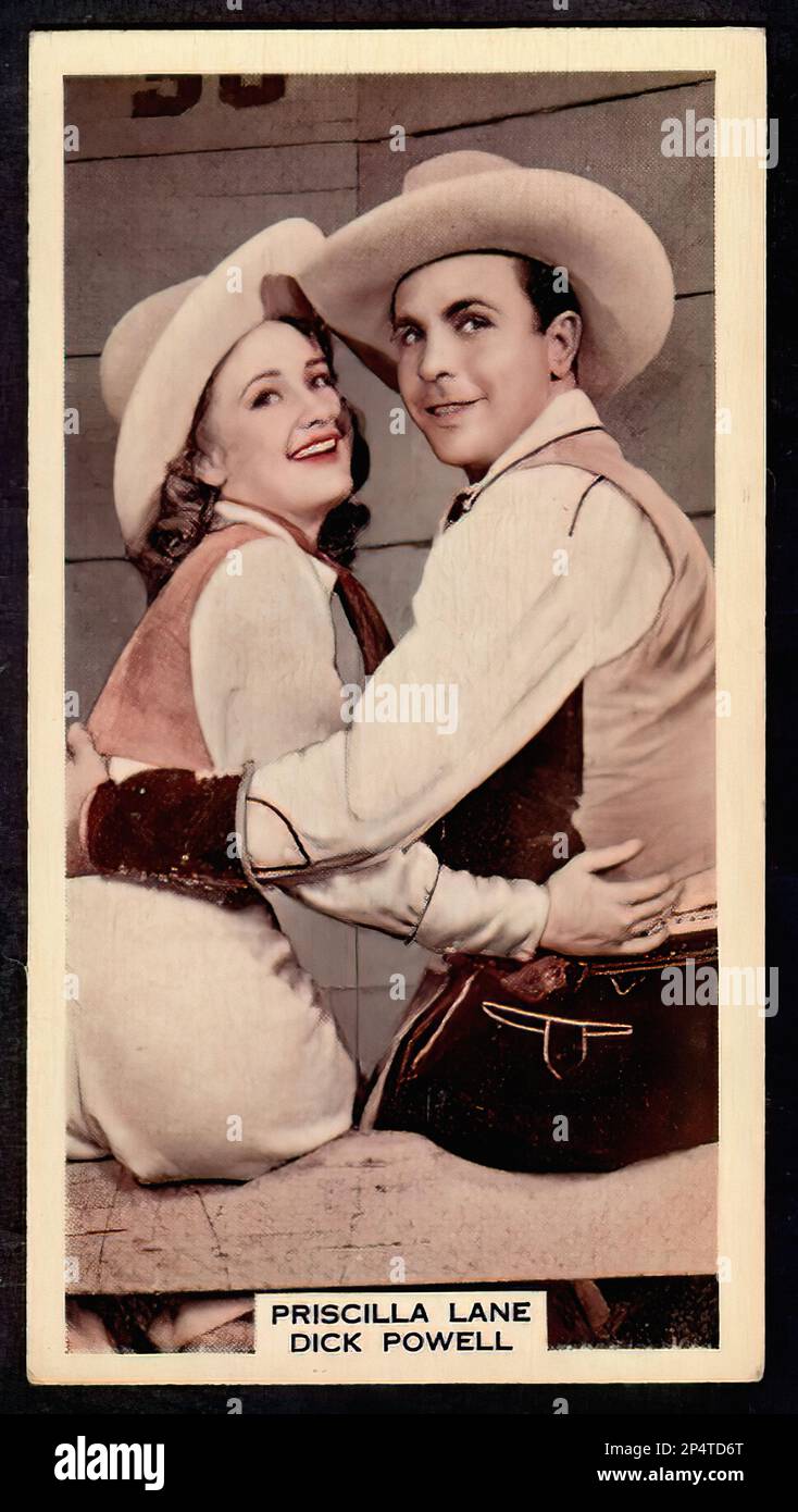 Portrait of Priscilla Lane and Dick Powell - Vintage Cigarette Card Stock Photo - Alamy