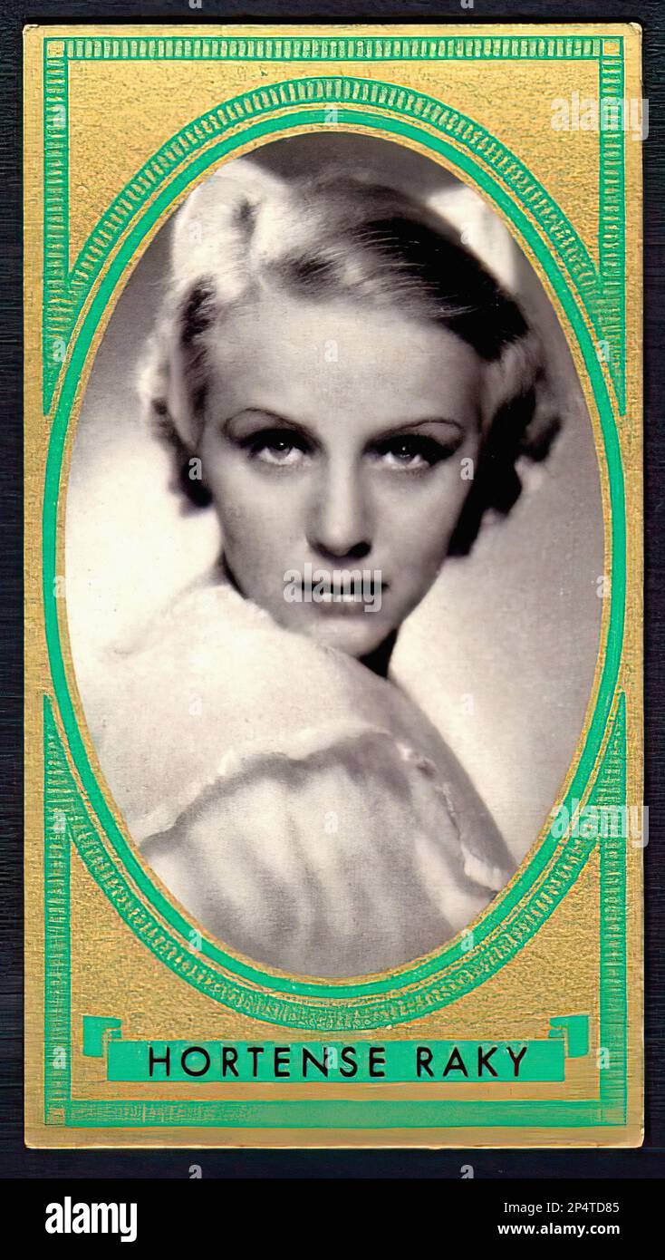 Portrait of Hortense Raky - Vintage German Cigarette Card 01 Stock ...