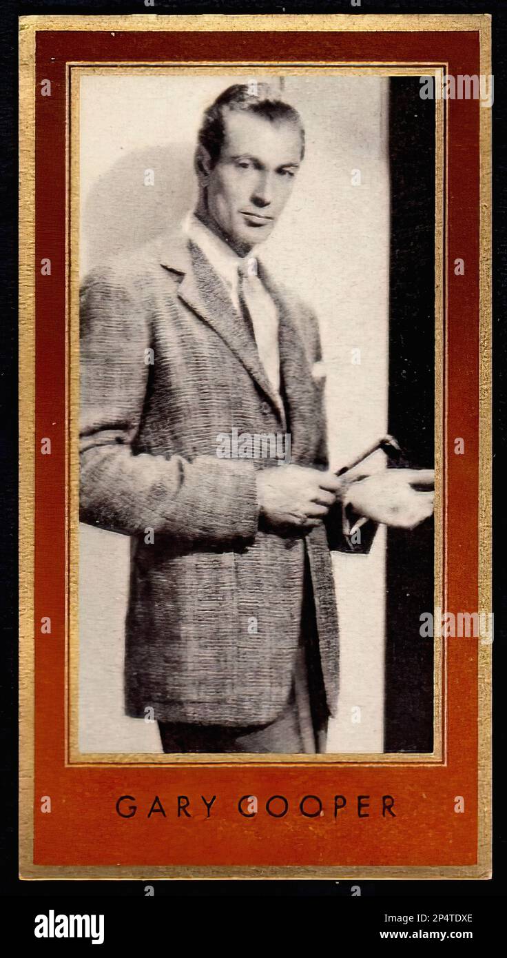 Portrait of Gary Cooper - Vintage German Cigarette Card Stock Photo - Alamy