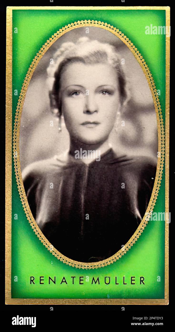 Portrait of Renate Muller - Vintage German Cigarette Card 01 Stock ...