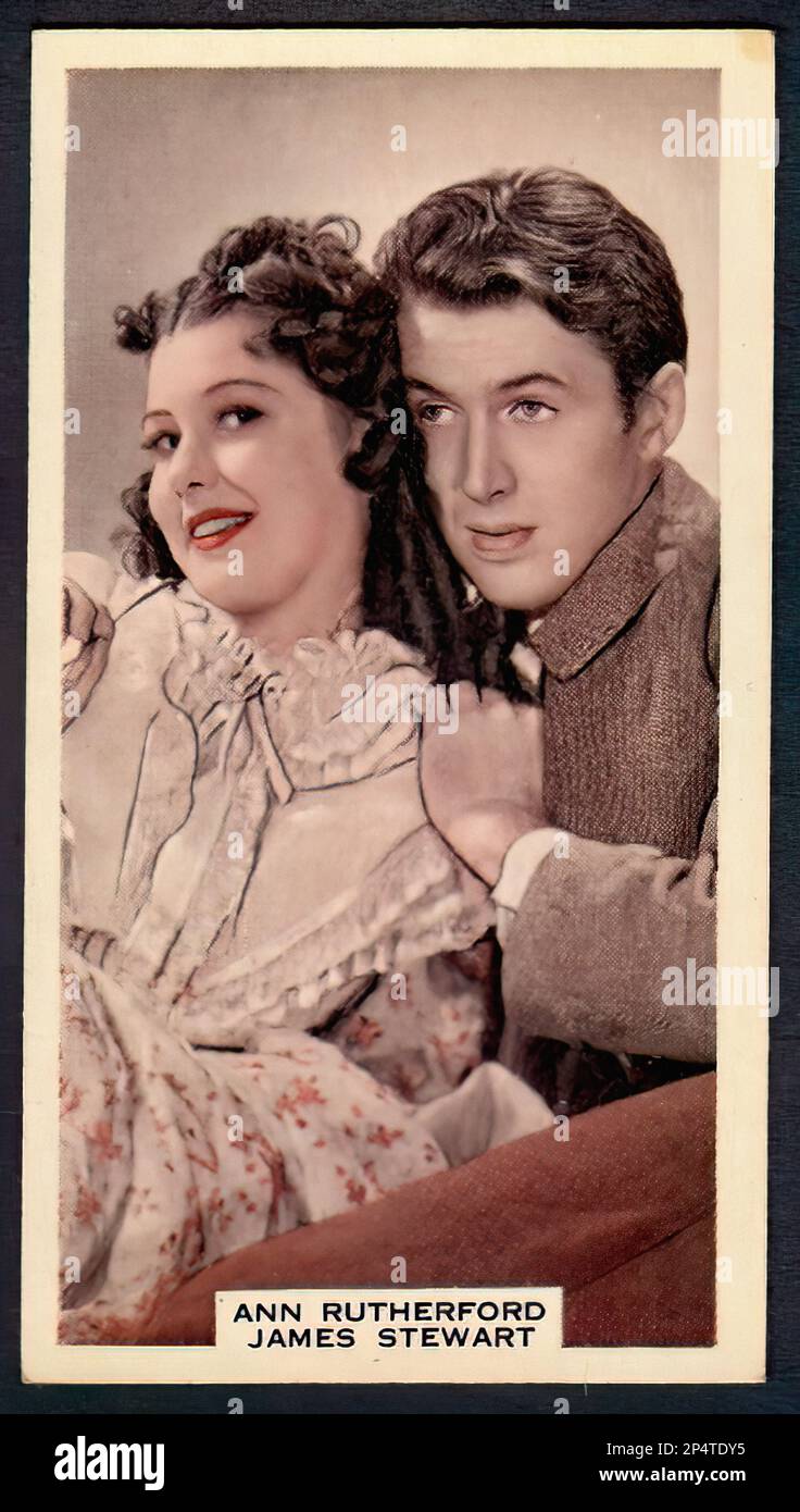 Portrait of Ann Rutherford and James Stewart - Vintage Cigarette Card ...