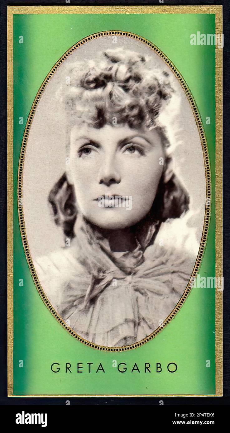 Portrait of Greta Garbo - Vintage German Cigarette Card 06 Stock Photo ...