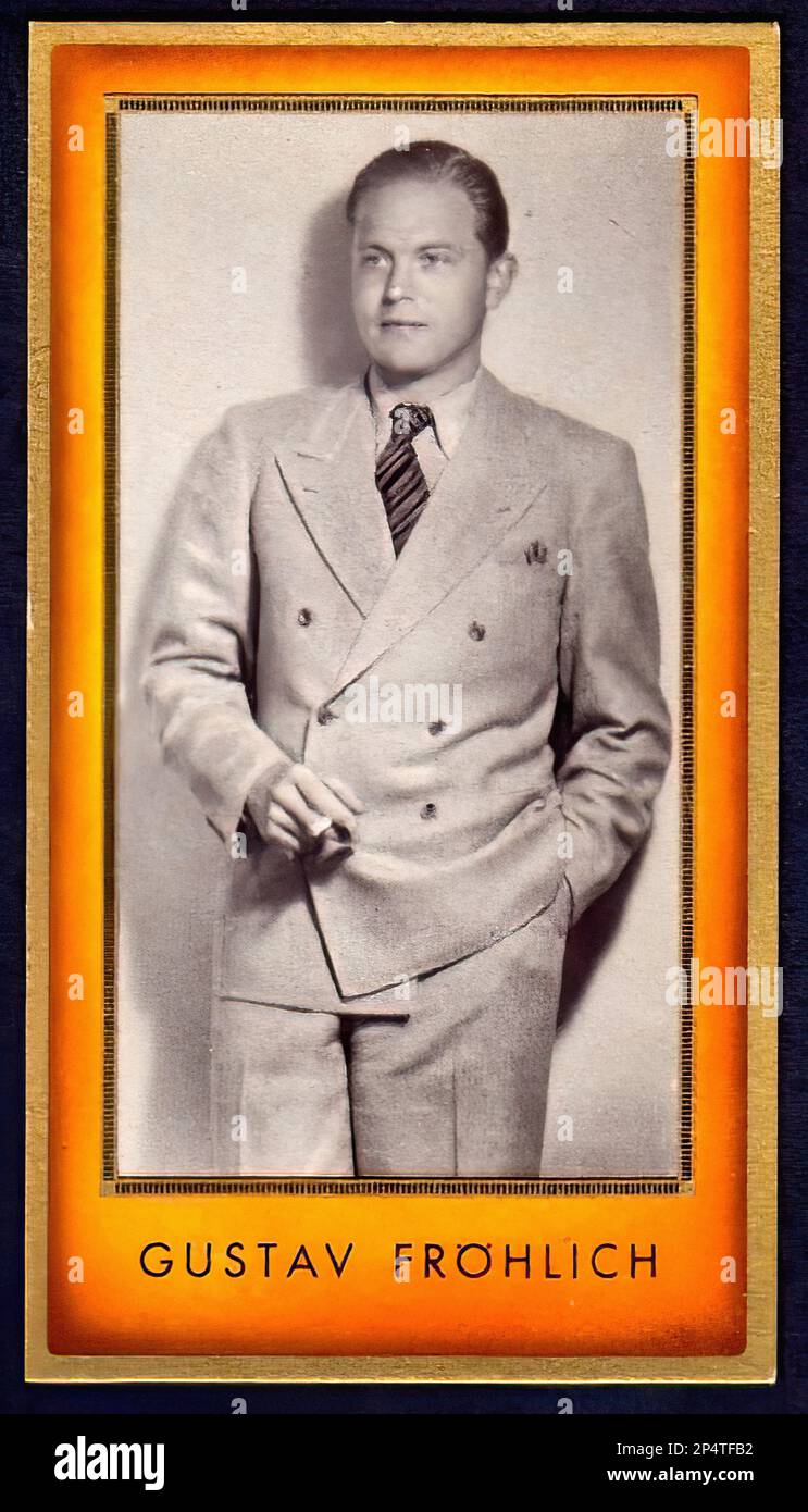Portrait of Gustav Fröhlich - Vintage German Cigarette Card Stock Photo ...