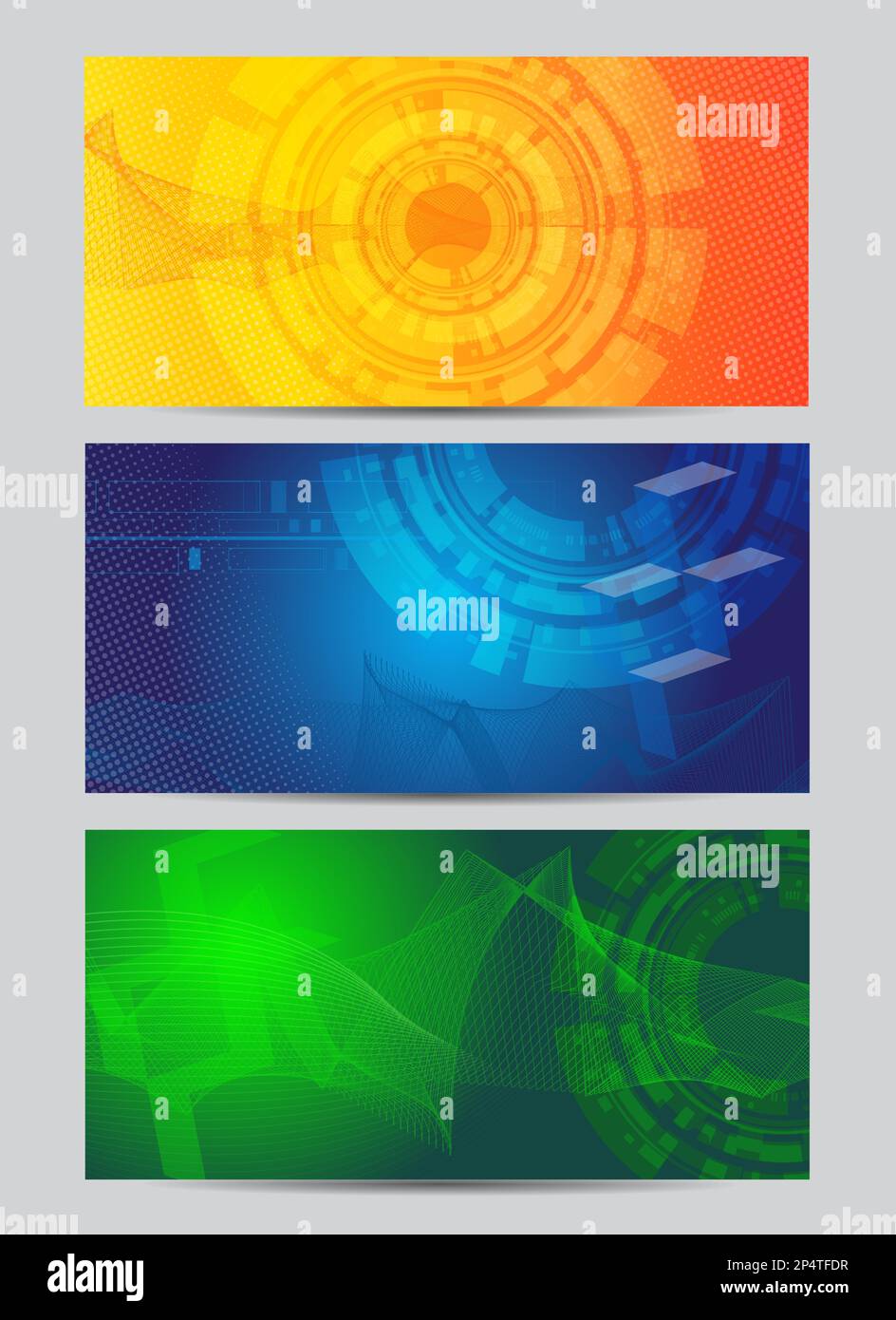Digital Technology dynamic concept abstract background banners set ...