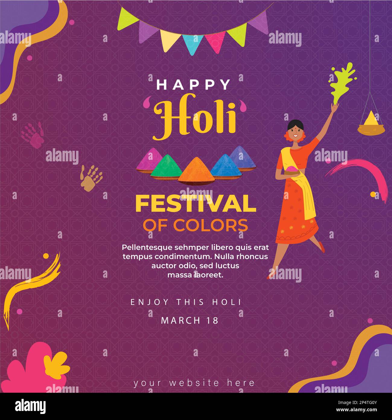 Vector Illustration of Holi Festival with colorful. Indian Festival Of ...