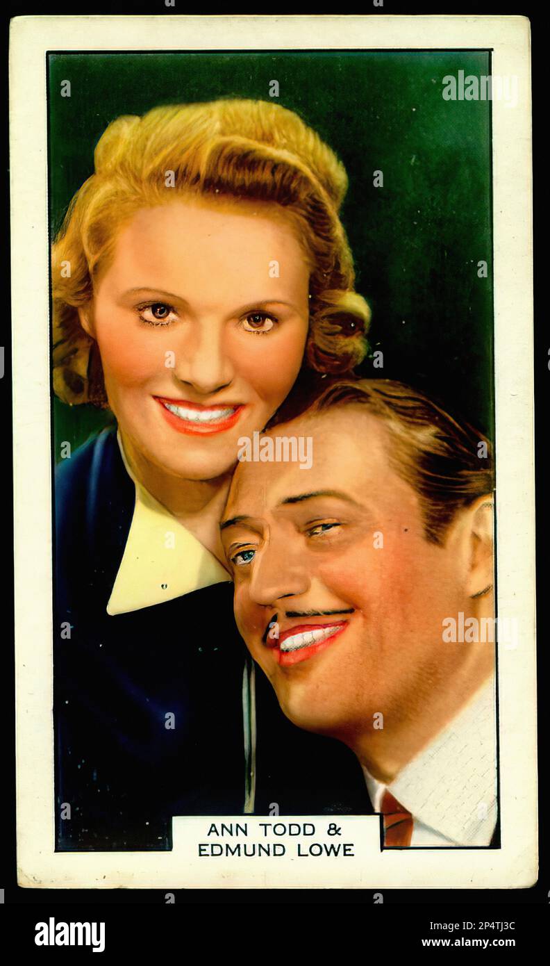 Portrait of Ann Todd & Edmund Lowe - Vintage Cigarette Card Stock Photo ...