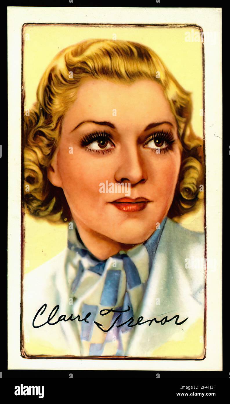 Portrait of actress Claire Trevor - Vintage Cigarette Card Stock Photo ...