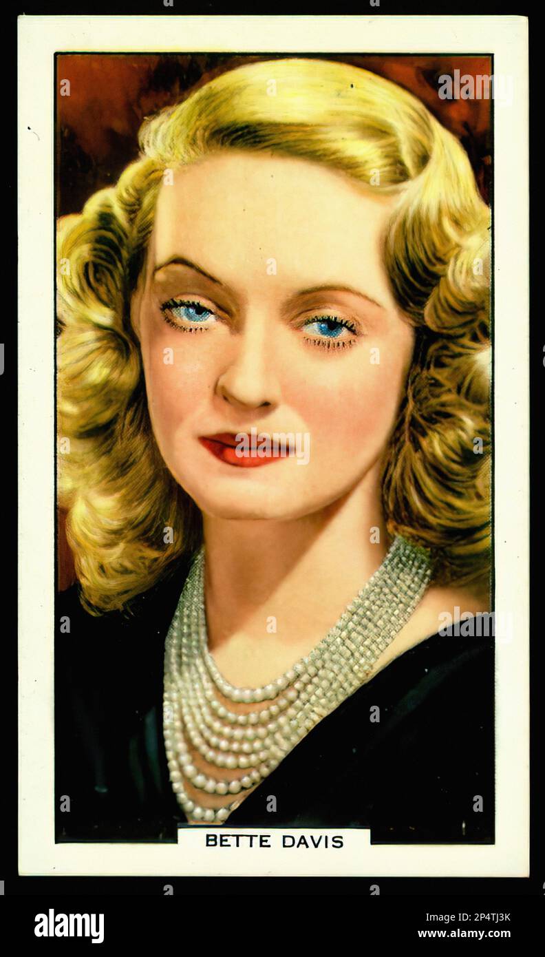 Portrait of Bette Davis - Vintage Cigarette Card 01 Stock Photo - Alamy