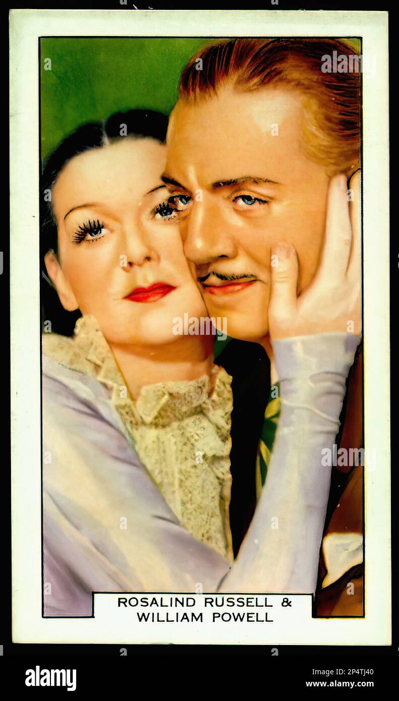 Portrait of Rosalind Russell & William Powell - Vintage Cigarette Card ...