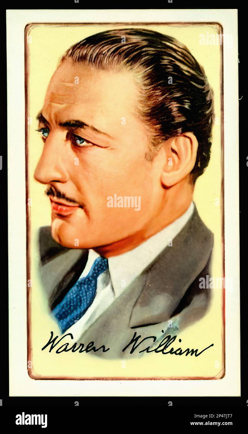Portrait of actor Warren William - Vintage Cigarette Card Stock Photo ...