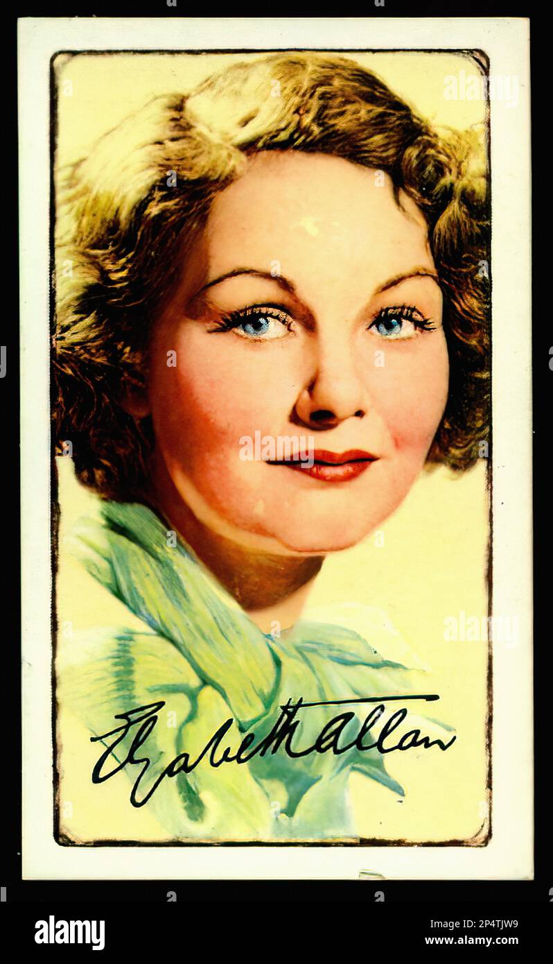 Portrait of actress Elizabeth Allan - Vintage Cigarette Card Stock ...