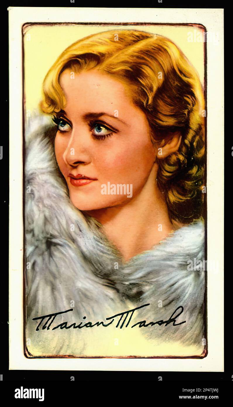 Portrait of actress Marian Marsh - Vintage Cigarette Card Stock Photo ...