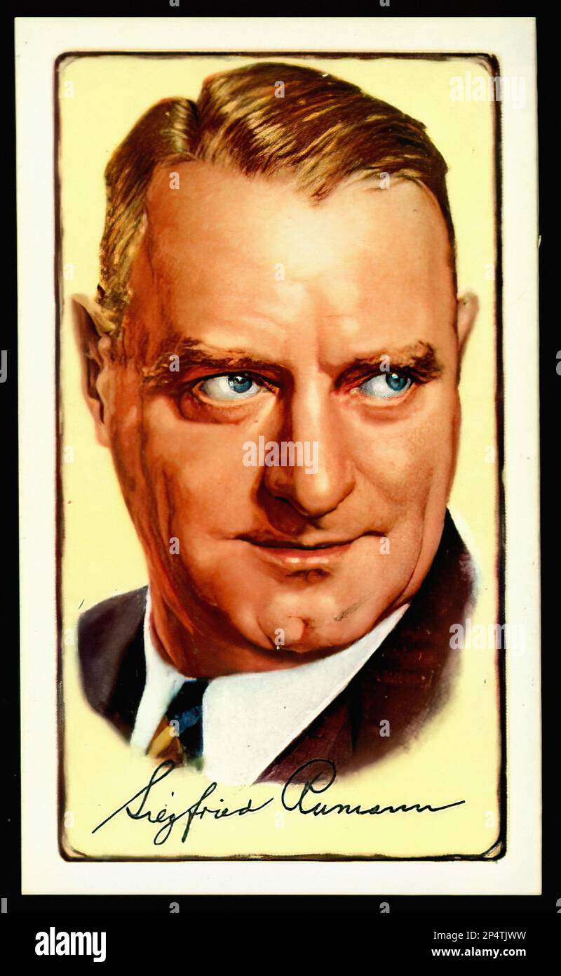 Portrait of actor Siegfried Rumann - Vintage Cigarette Card Stock Photo ...
