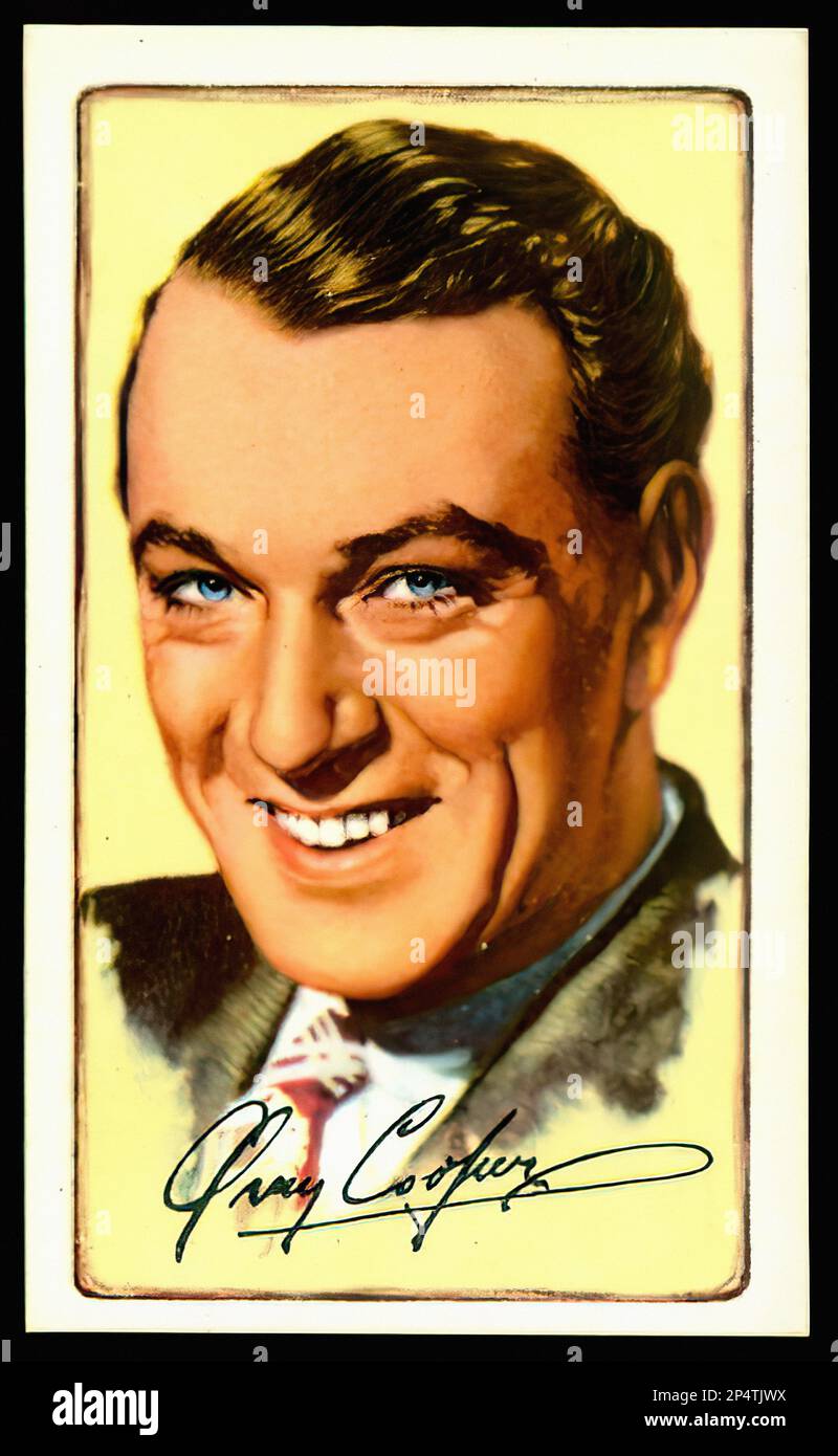 Portrait of actor Gary Cooper - Vintage Cigarette Card Stock Photo - Alamy