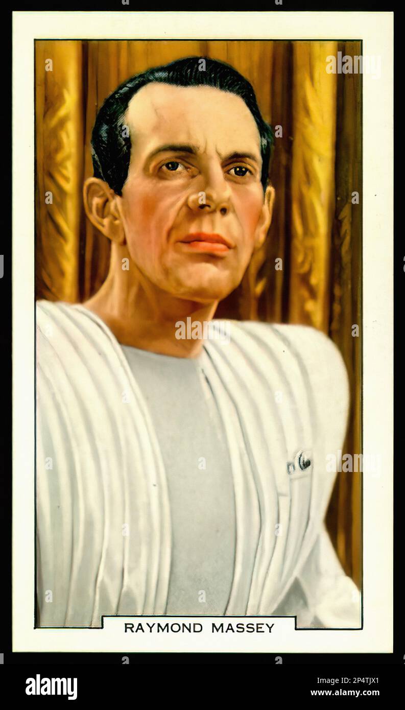 Portrait of Raymond Massey - Vintage Cigarette Card Stock Photo - Alamy