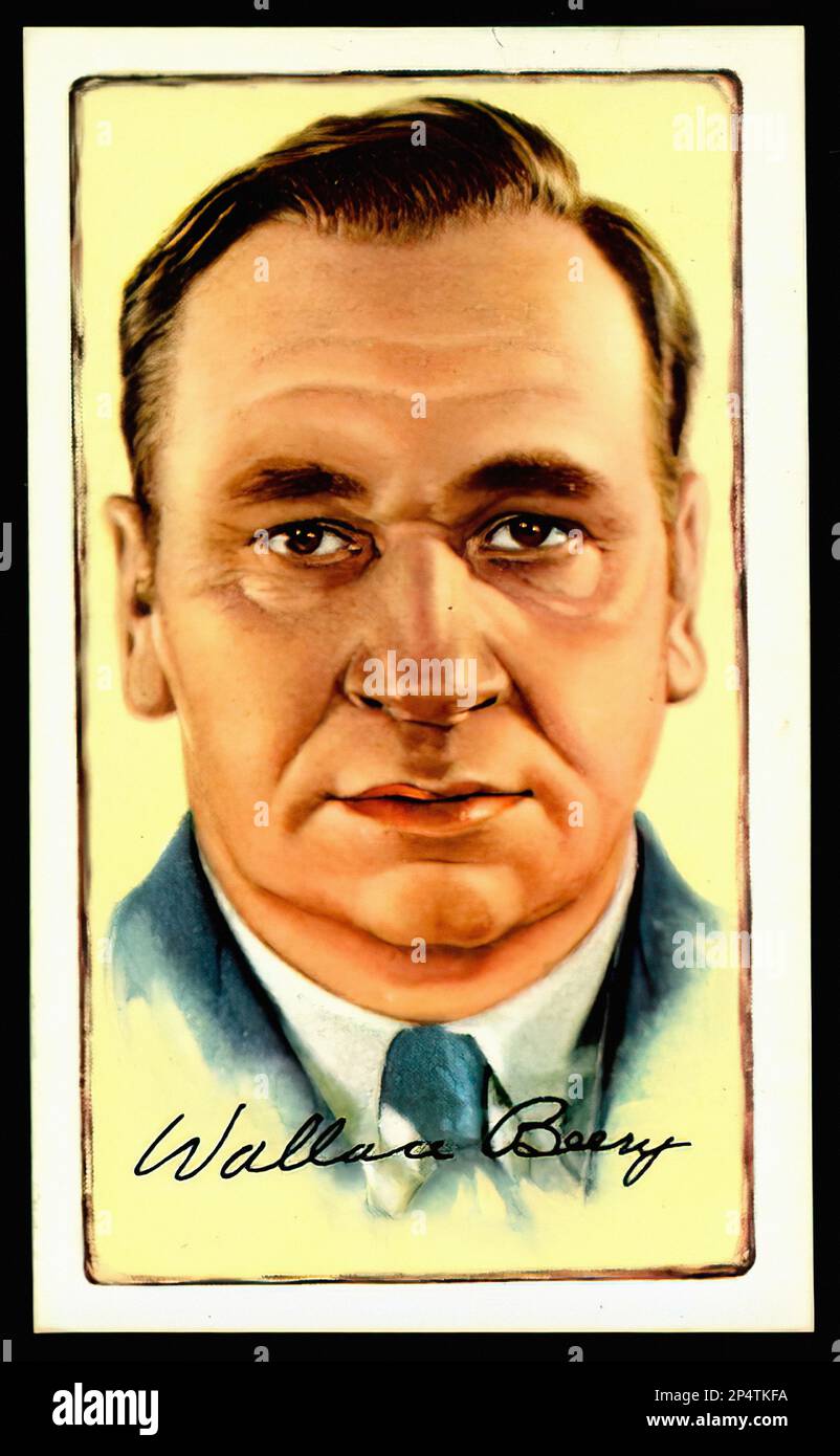 Portrait of actor Wallace Beery - Vintage Cigarette Card Stock Photo ...