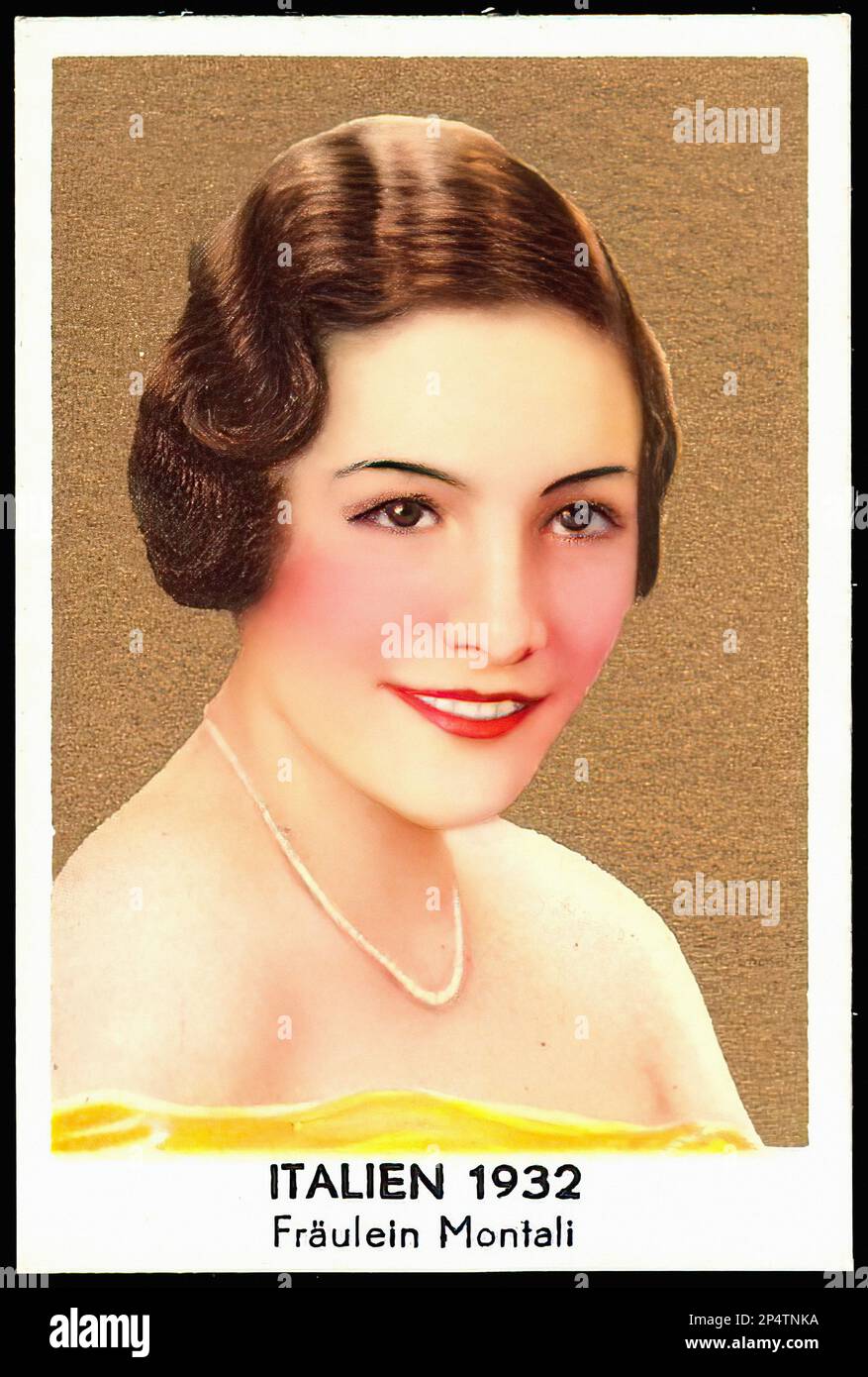 Portrait of Miss Italy 1932 - Vintage German Cigarette Card Stock Photo ...