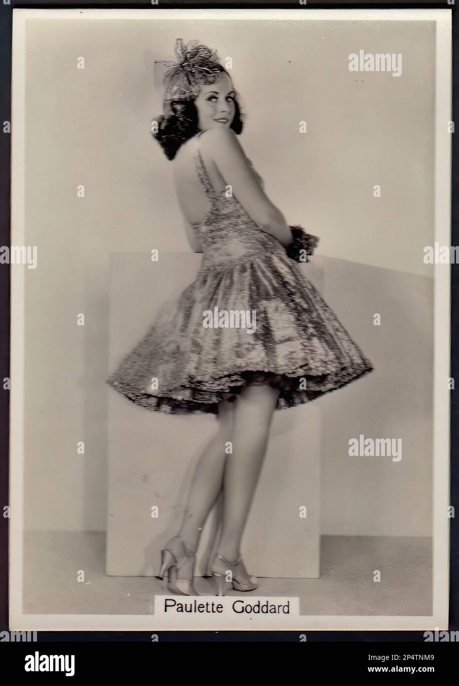 Portrait of actress Paulette Goddard - Vintage Cigarette Card Stock ...